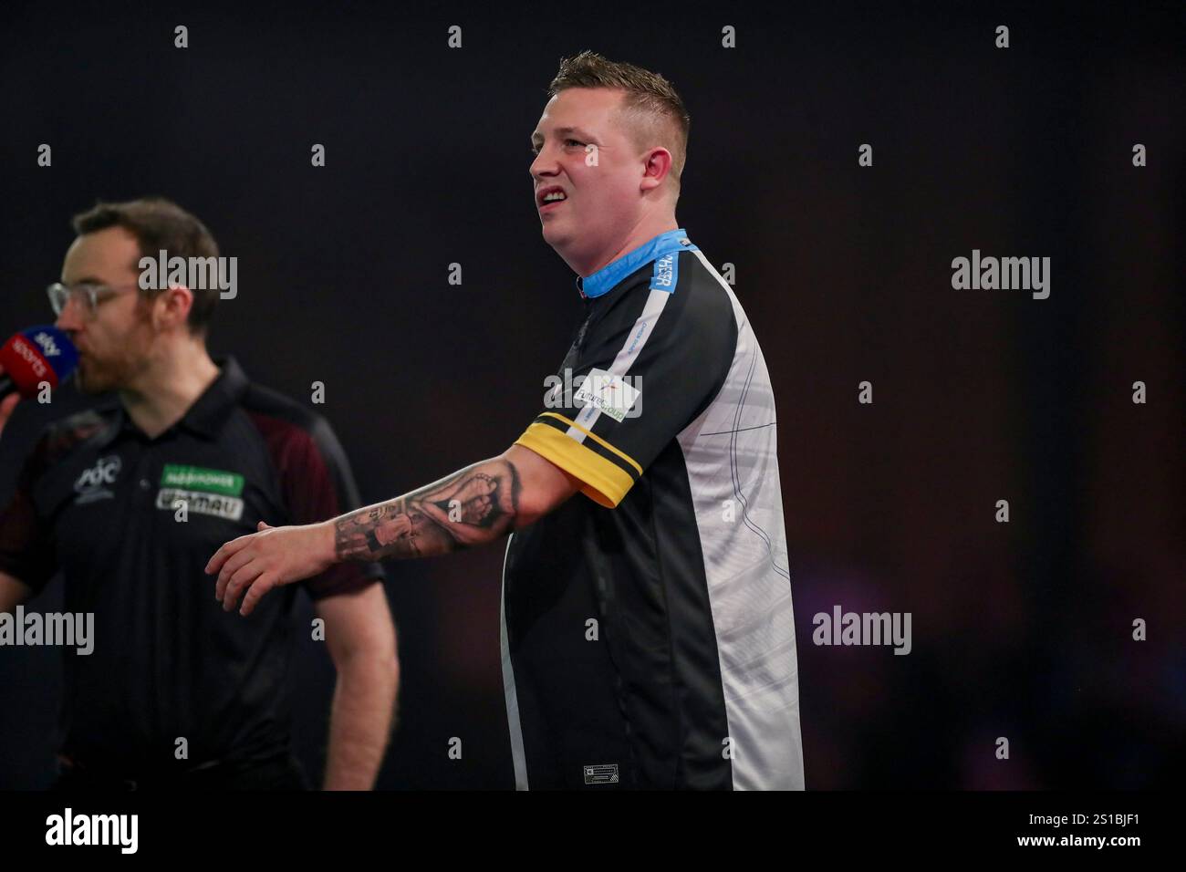 Chris Dobey reacts frustrated during the Paddy Power World Darts ...