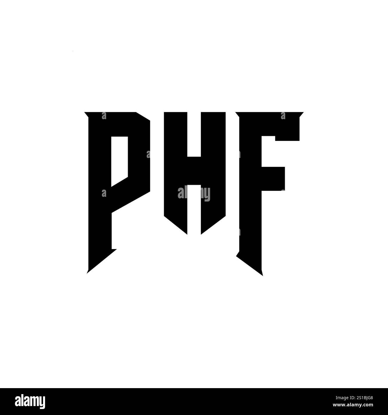 PHF letter logo design for technology company. PHF logo design black and white color combination ...