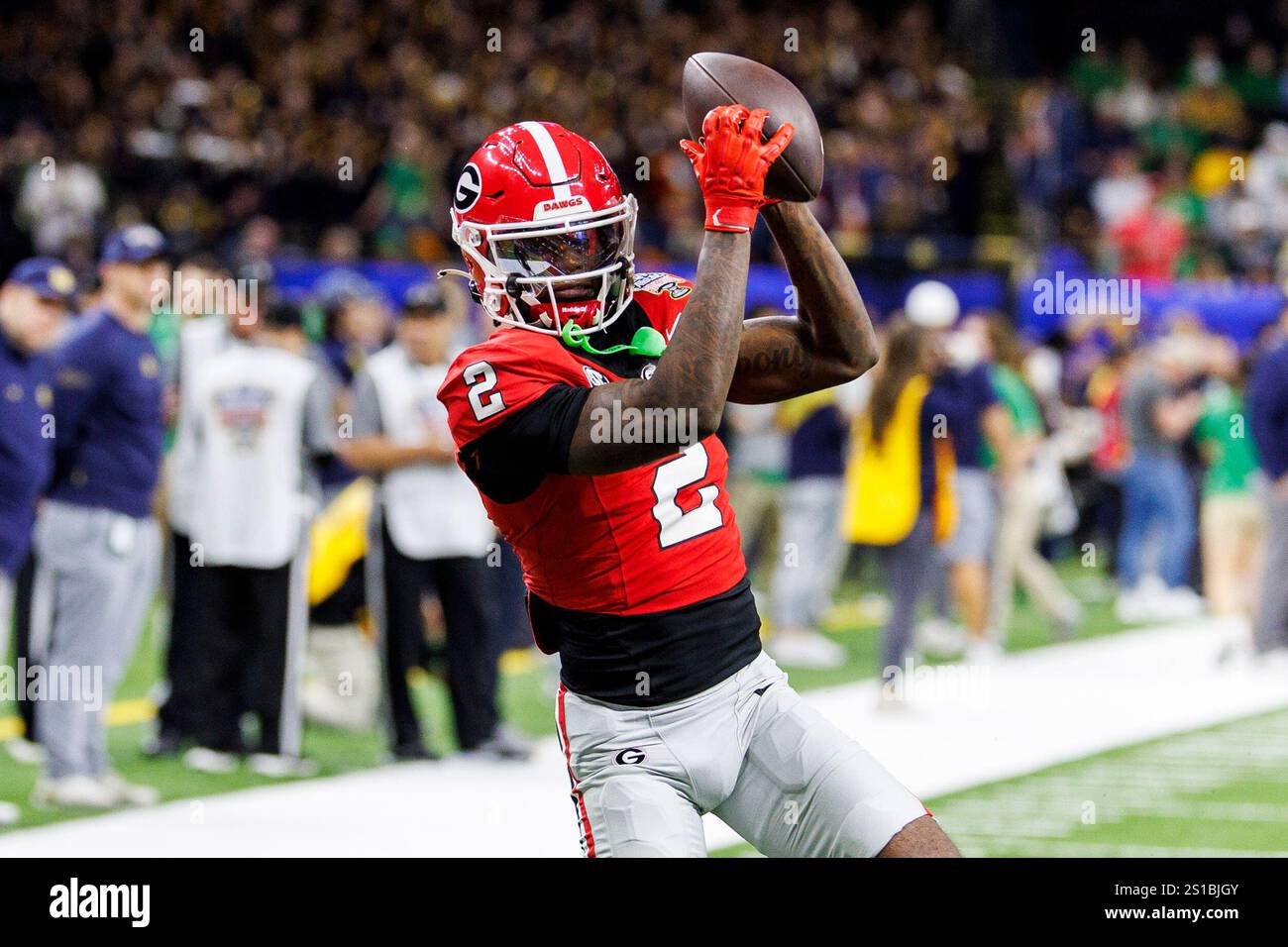 January 02, 2025: Georgia wide receiver Nitro Tuggle (2) during pregame ...