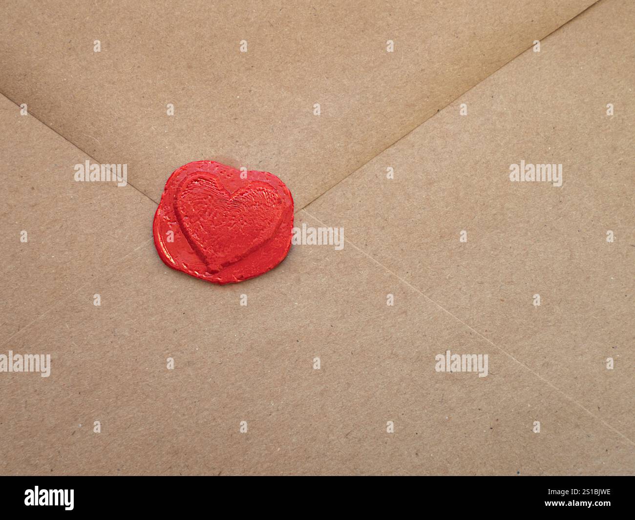 Love Letter brown paper envelope sealed with the heart shaped red wax ...