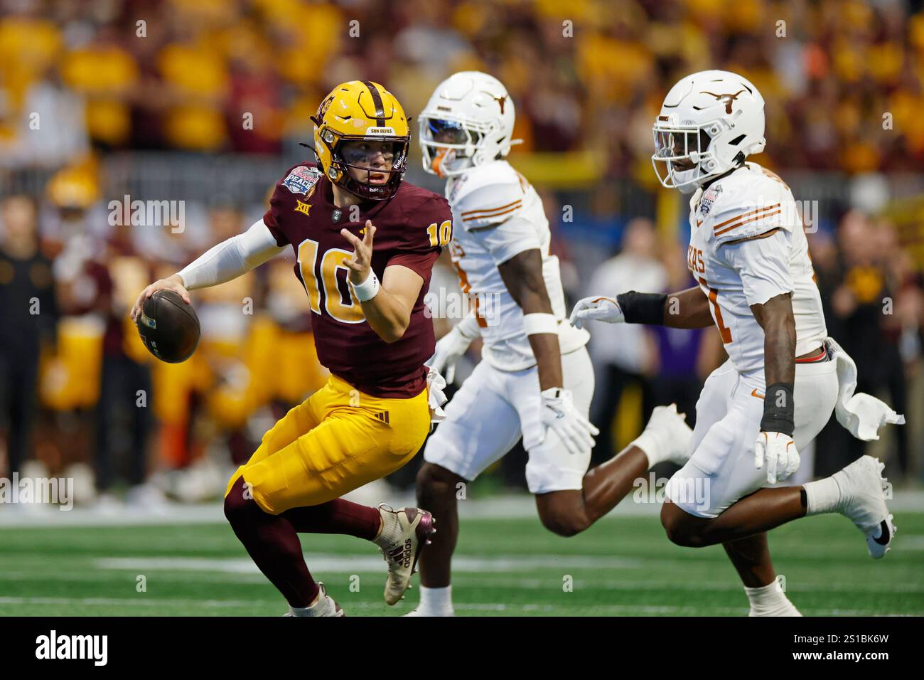 ATLANTA, GA - JANUARY 01: Quarterback Sam Leavitt #10 of the Arizona ...