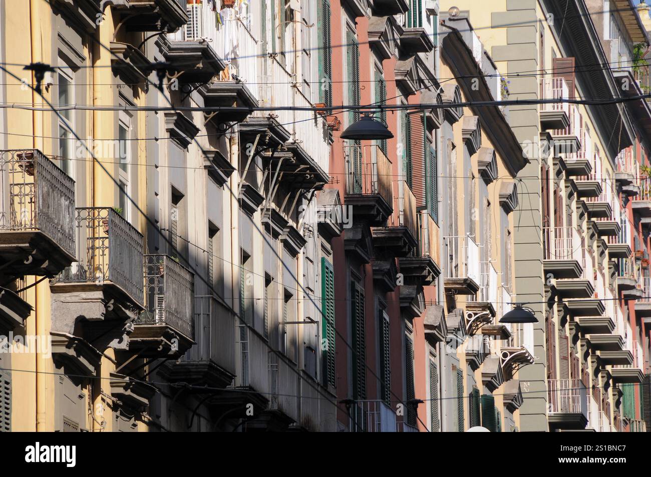 Architectural view of traditional buildings of Naples in via Toledo ...
