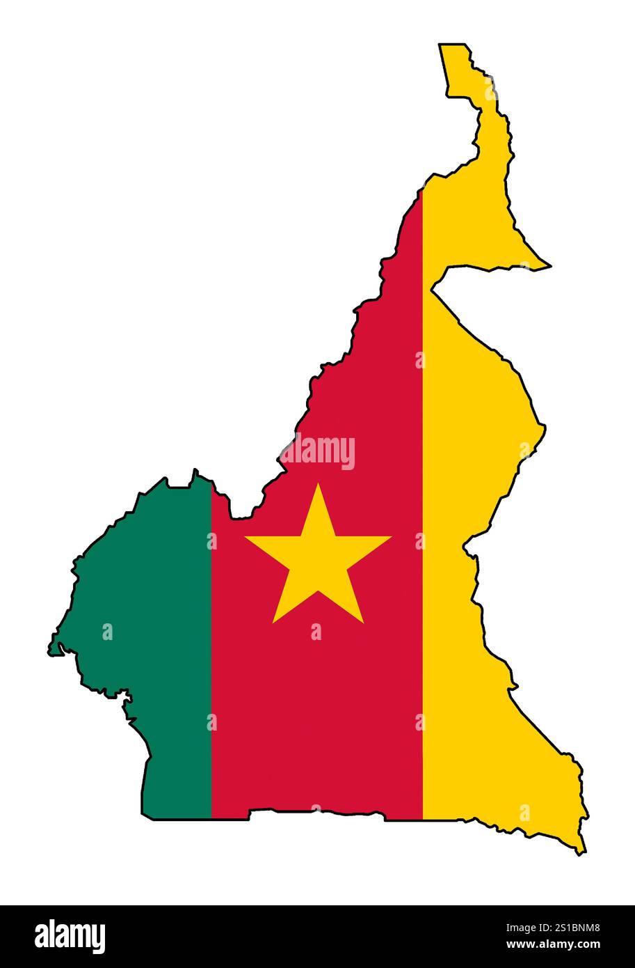Cameroon flag with border outline Stock Photo - Alamy