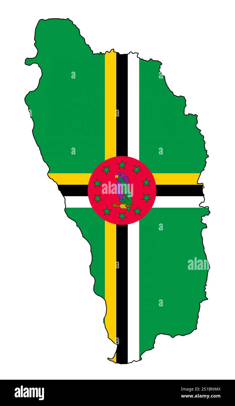Dominica flag with border outline Stock Photo - Alamy