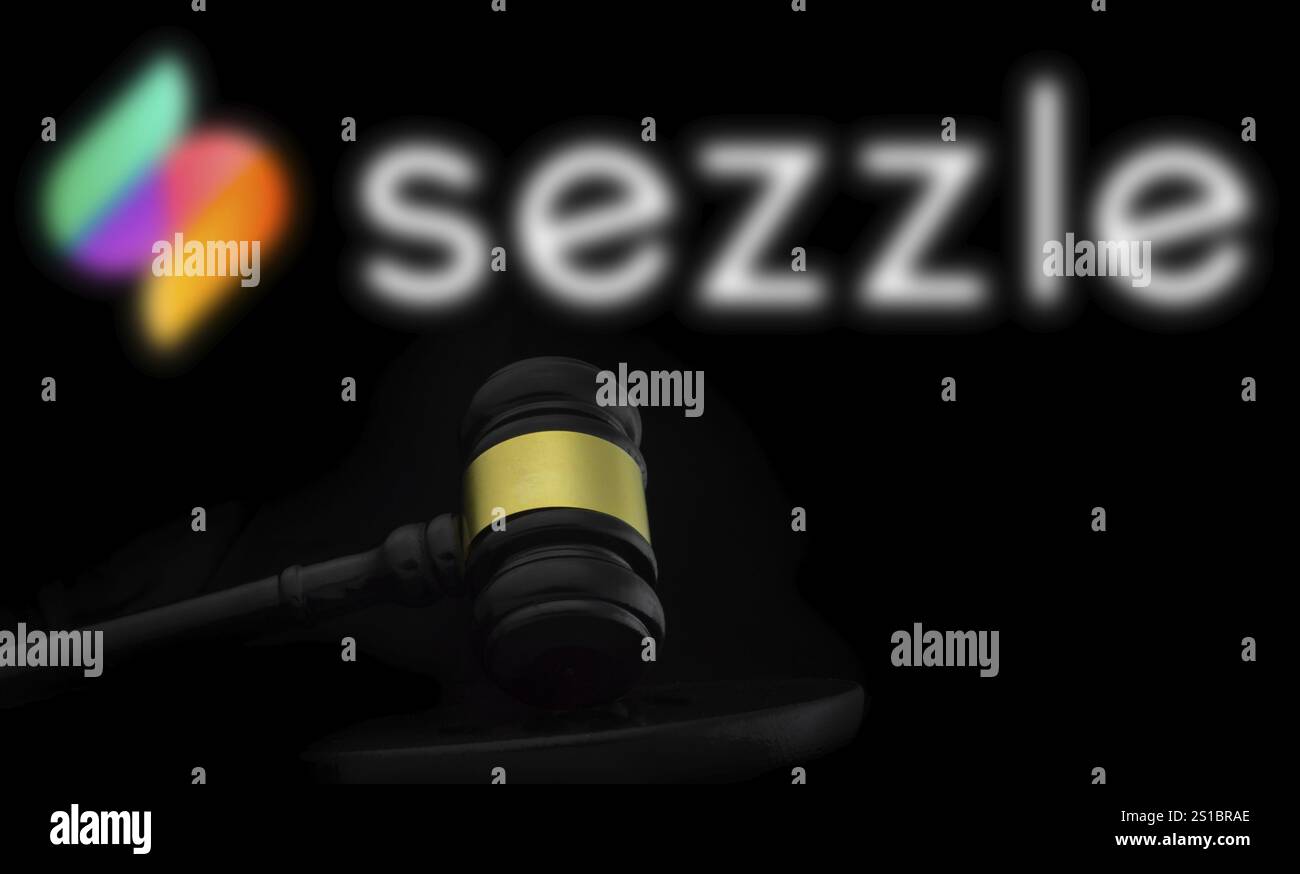Court gavel in front of the Sezzle logo Stock Photo - Alamy