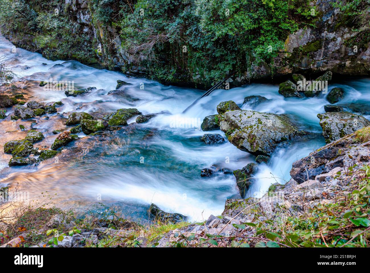 Waterfall. Sella River. Beyos Gorge. Amieva Council. Asturias. Spain ...