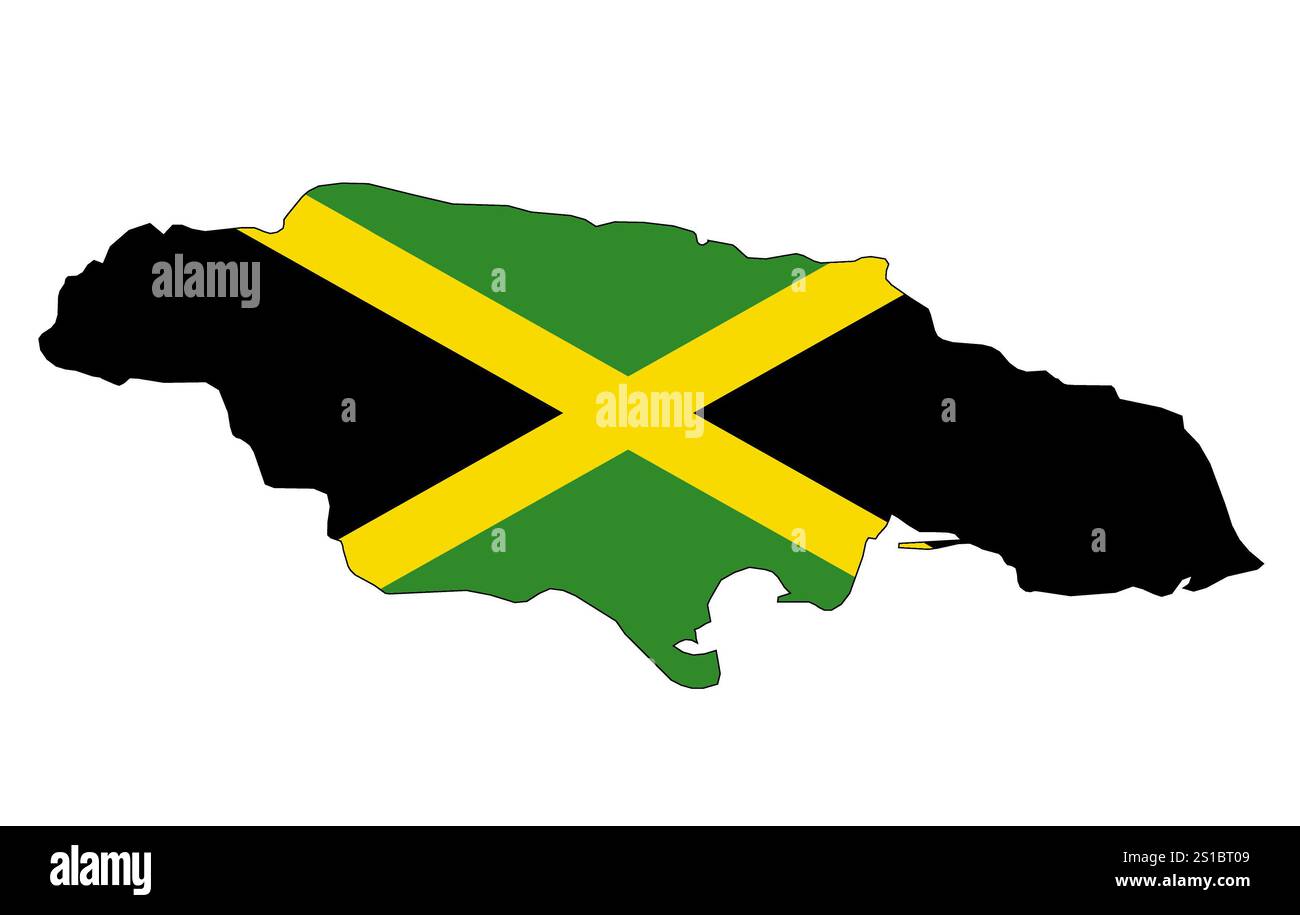 Jamaica flag with border outline Stock Photo - Alamy