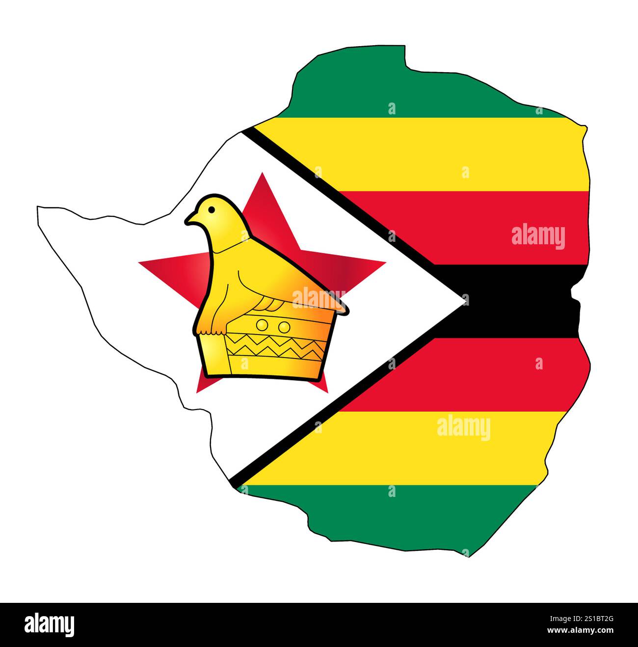 Zimbabwe flag with border outline Stock Photo - Alamy