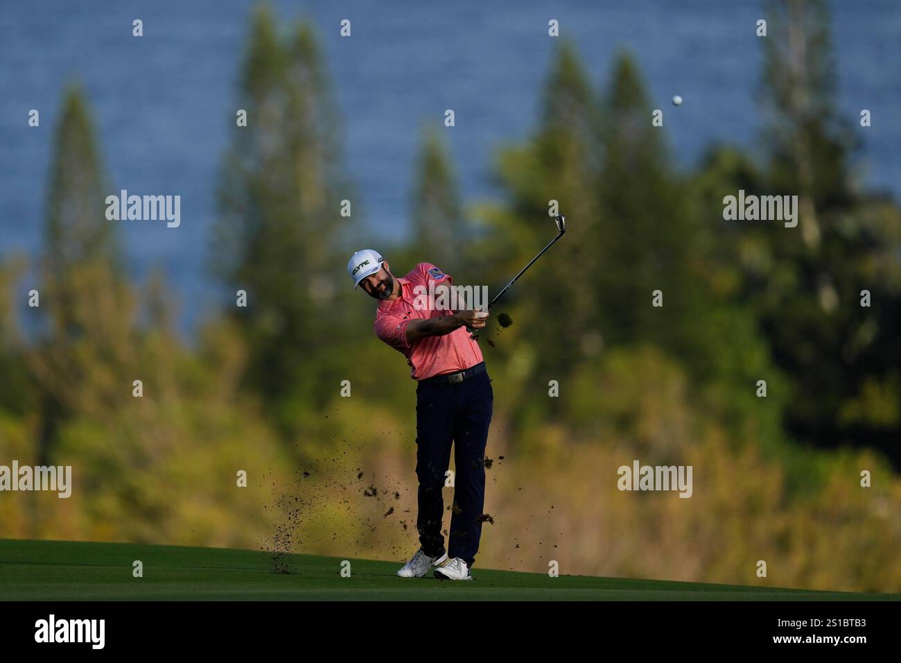Adam Hadwin, of Canada, hits from the fourth fairway during the first ...