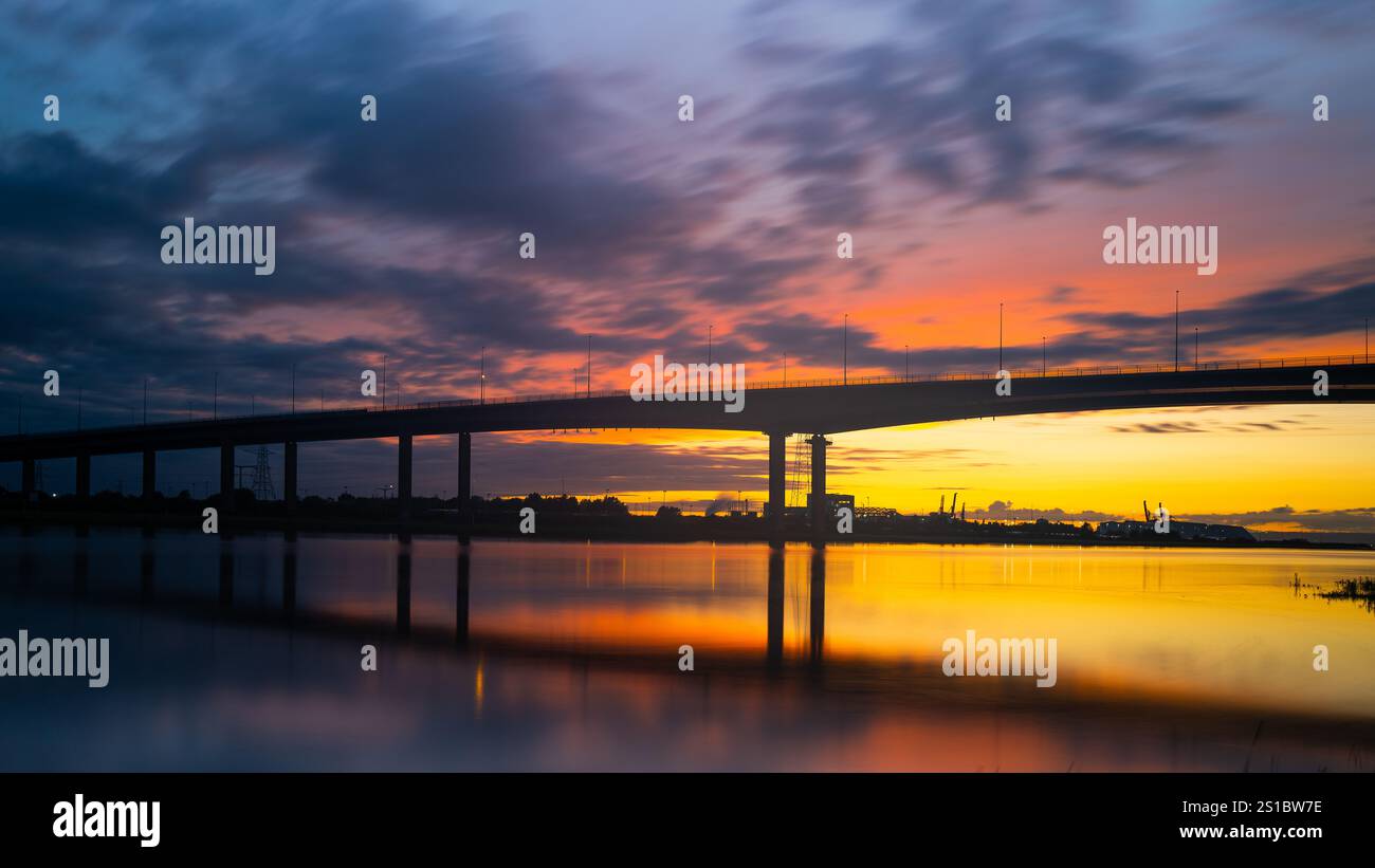 Avonmouth road bridge in Bristol UK at sunset Stock Photo - Alamy