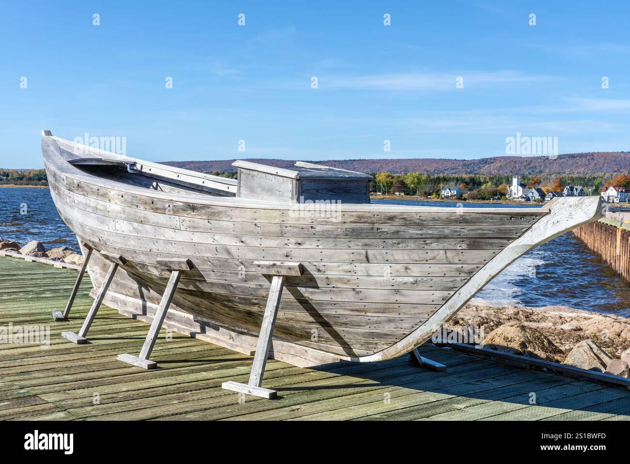 Recreation of a traditional wooden fishing dory displayed on the ...