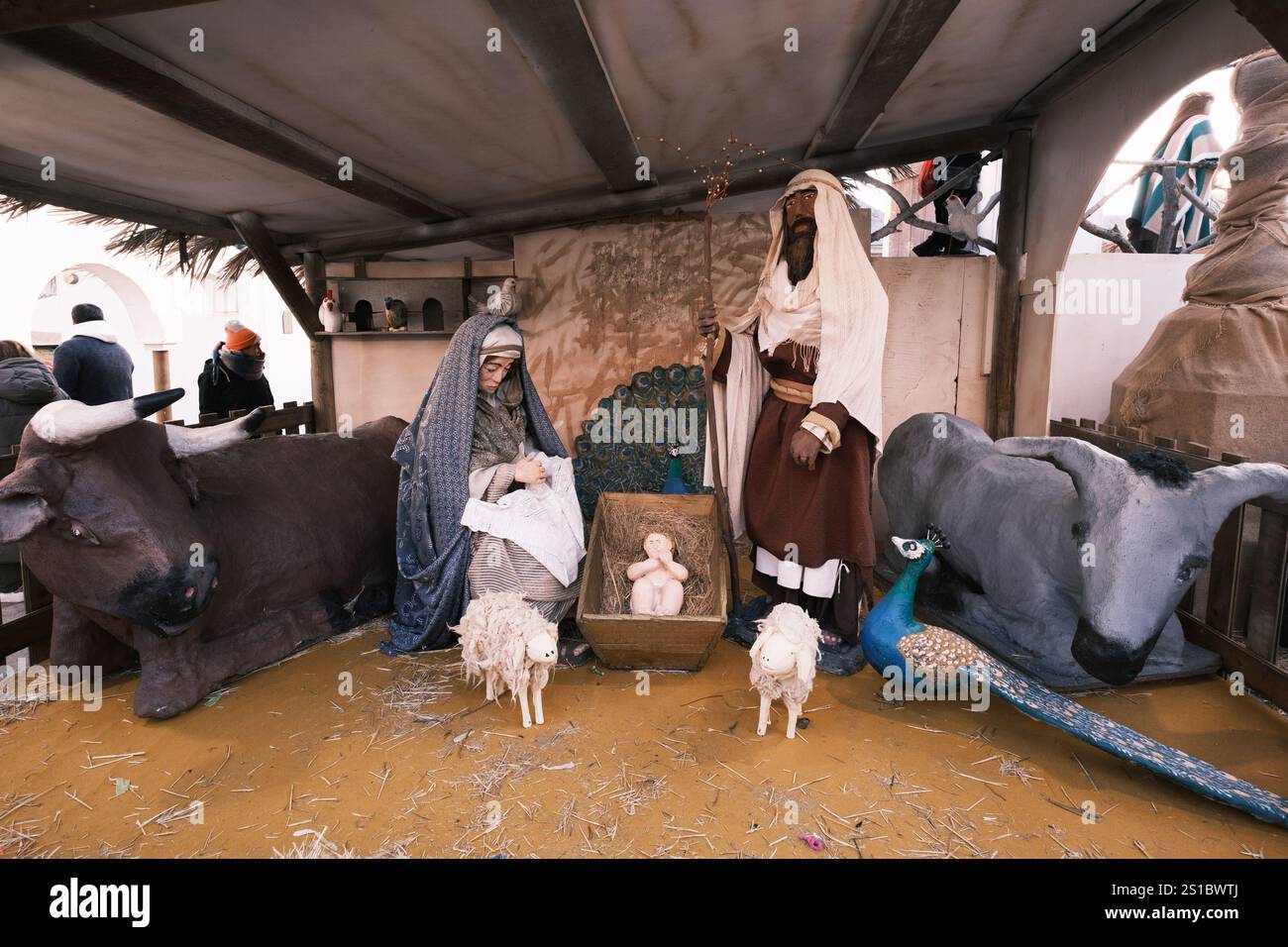 A view of the life-size nativity scene in El Escorial on January 02 ...