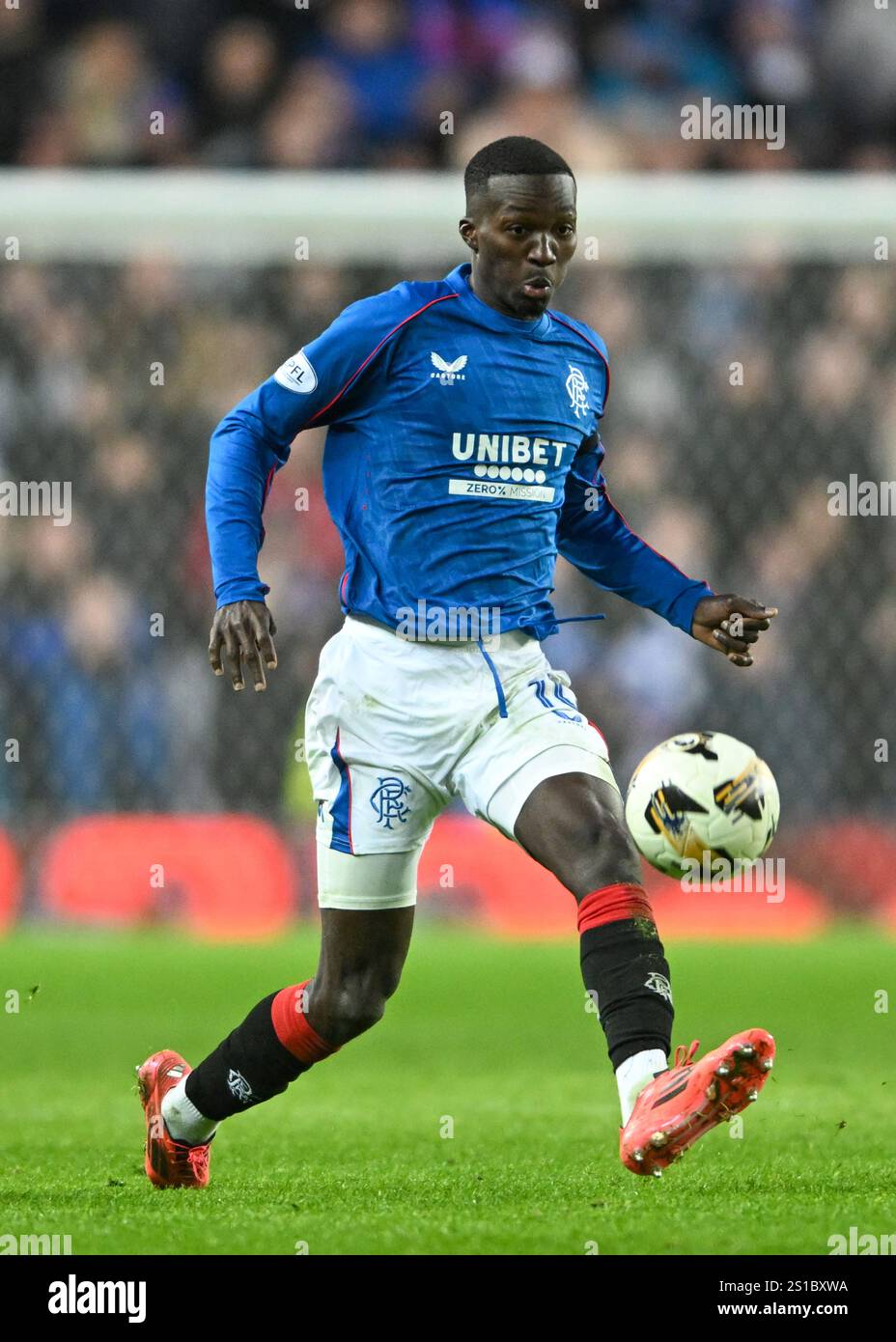 Glasgow, Scotland, 2nd January 2025. Mohammed Diomande of Rangers ...