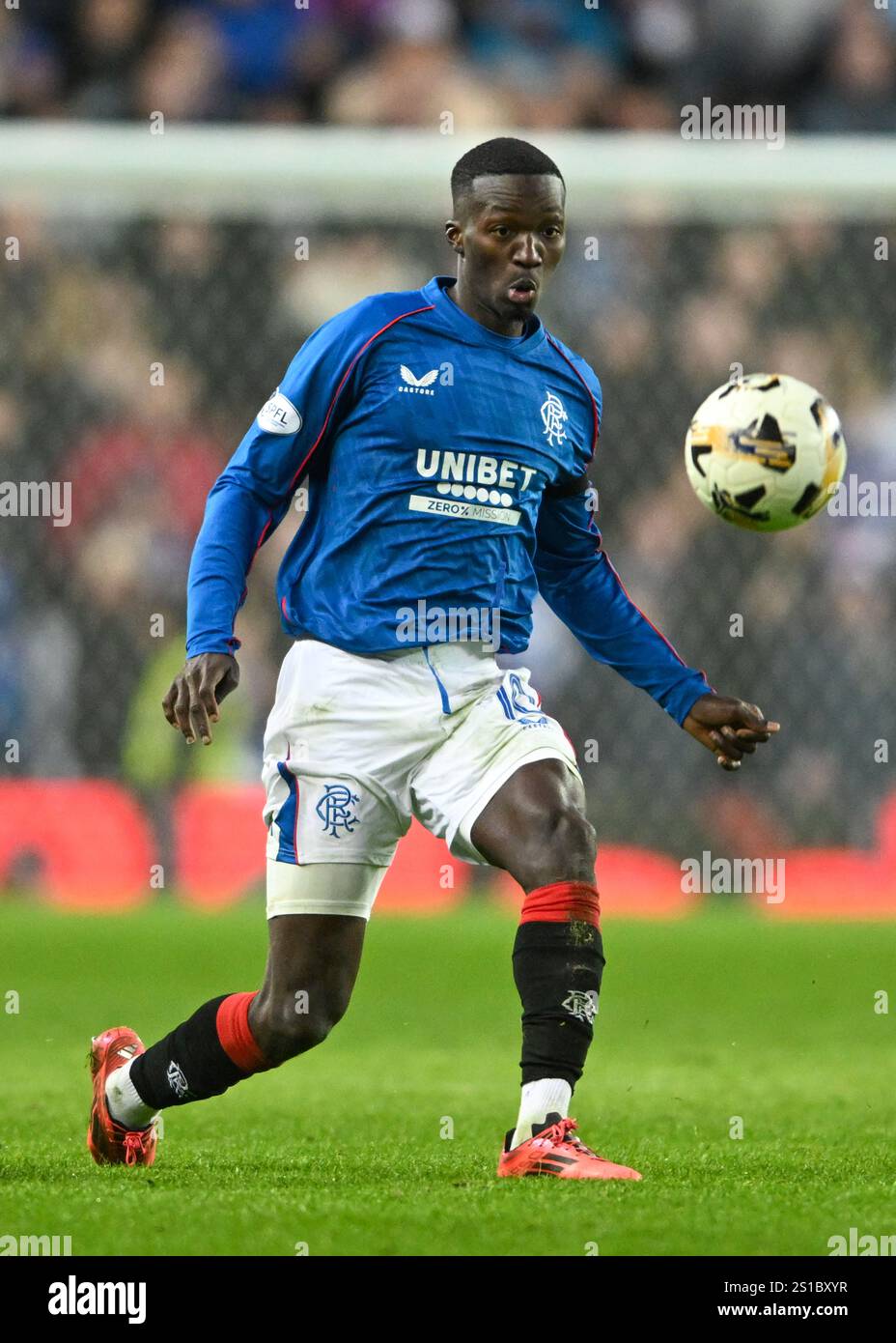 Glasgow, Scotland, 2nd January 2025. Mohammed Diomande of Rangers ...