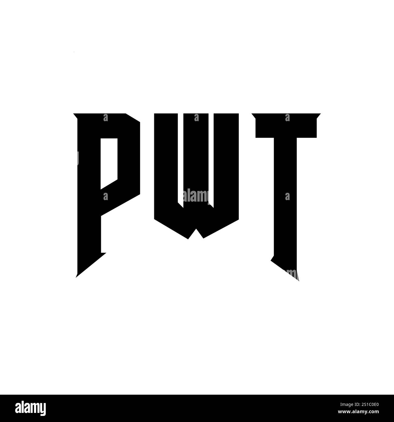 PWT letter logo design for technology company. PWT logo design black and white color combination ...