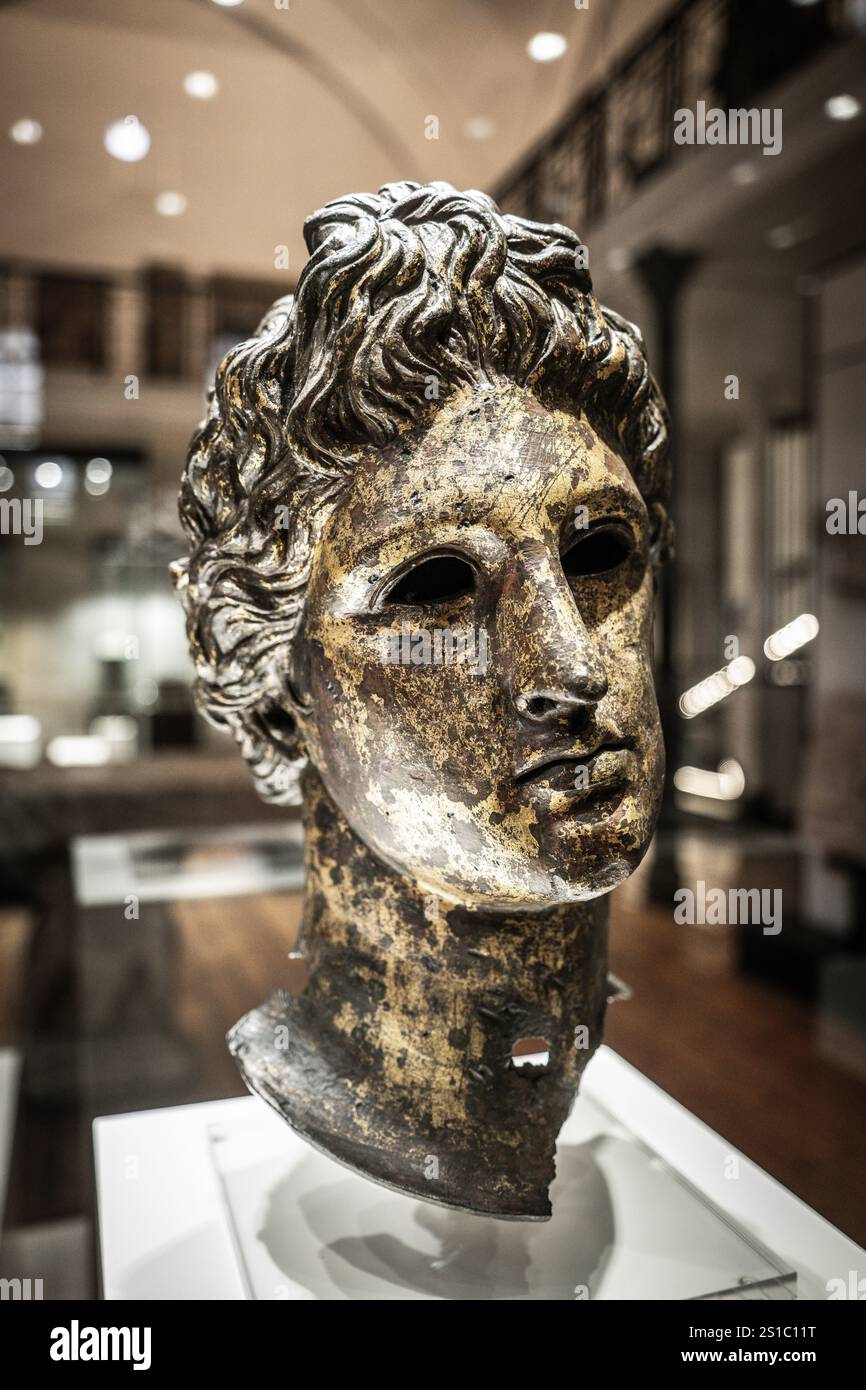 Head of Apollo sculpture, 2nd century, bronze, from Serdica, Bulgarian ...