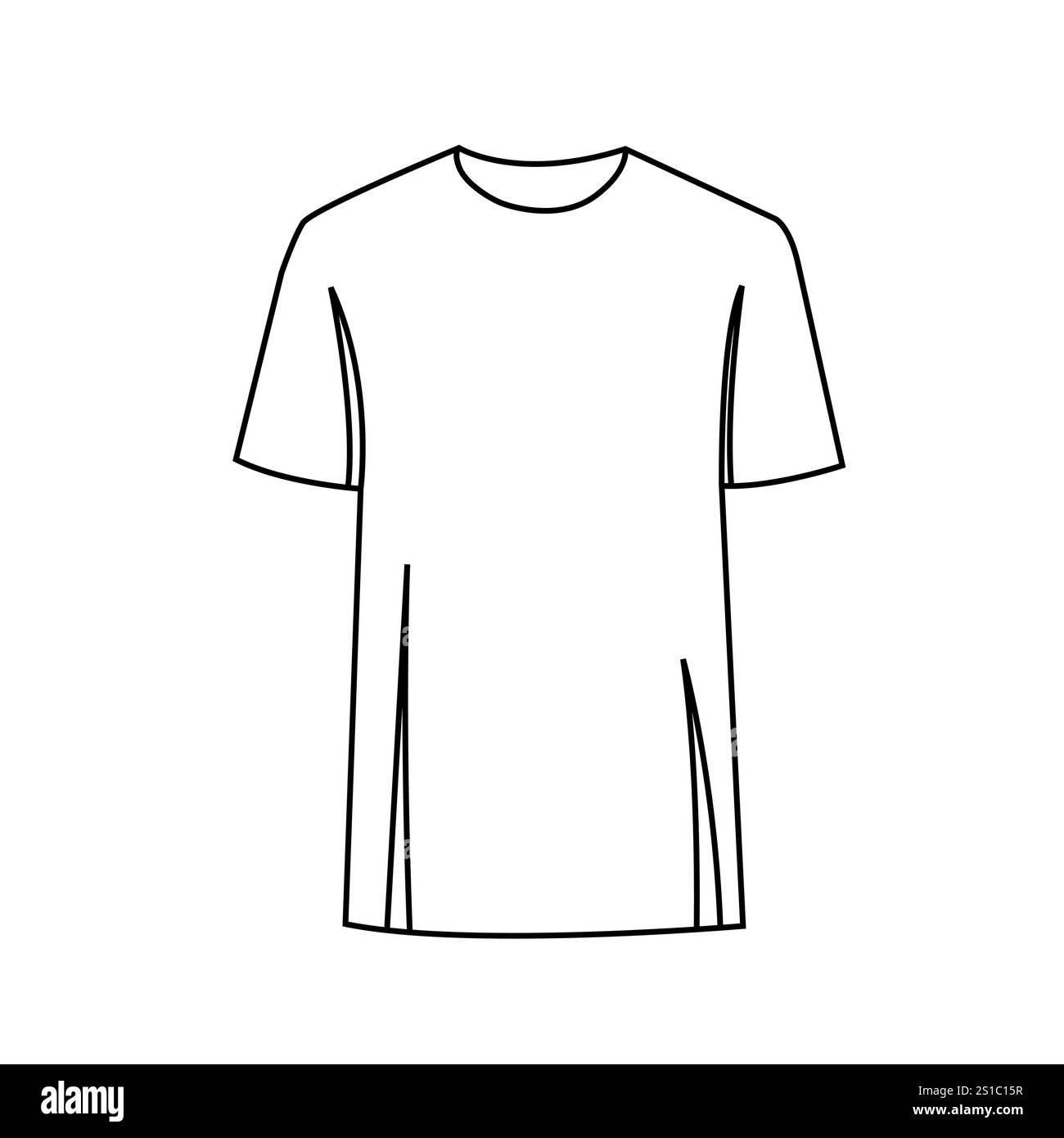 Simple t-shirt outline illustration. Line art tshirt vector Stock ...