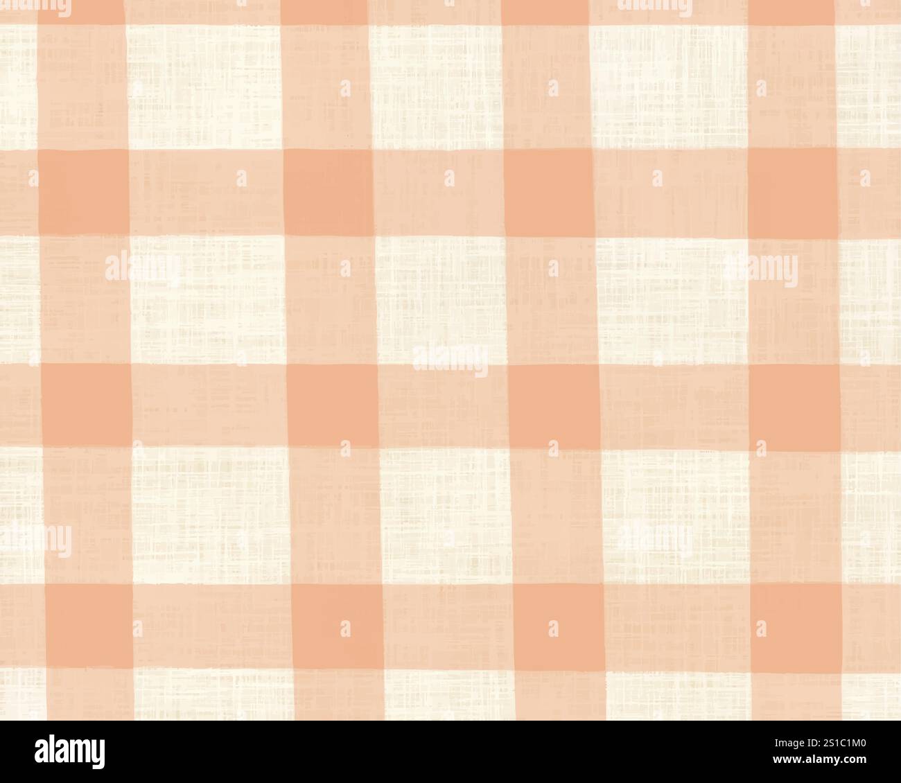 Tartan check pattern beige young grass color burlap, cotton fabric ...