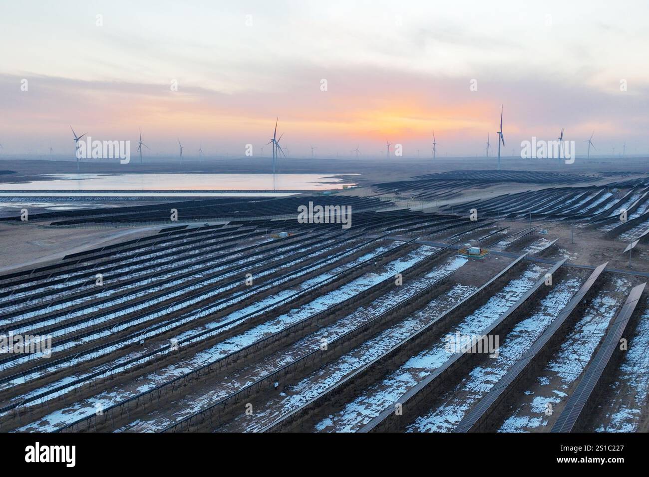 Yinchuan, China. 03rd Jan, 2025. Aerial photo of the 2 million kilowatt ...