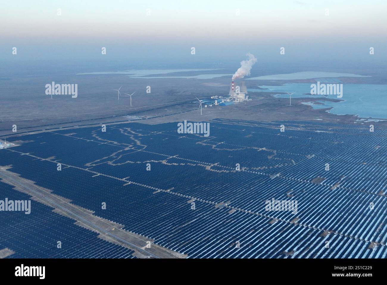 Yinchuan, China. 03rd Jan, 2025. Aerial photo of the 2 million kilowatt ...
