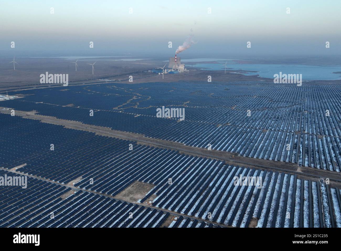 Yinchuan, China. 03rd Jan, 2025. Aerial photo of the 2 million kilowatt ...