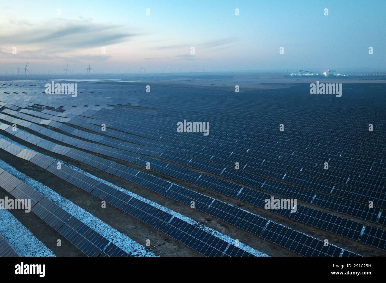 Yinchuan, China. 03rd Jan, 2025. Aerial photo of the 2 million kilowatt ...