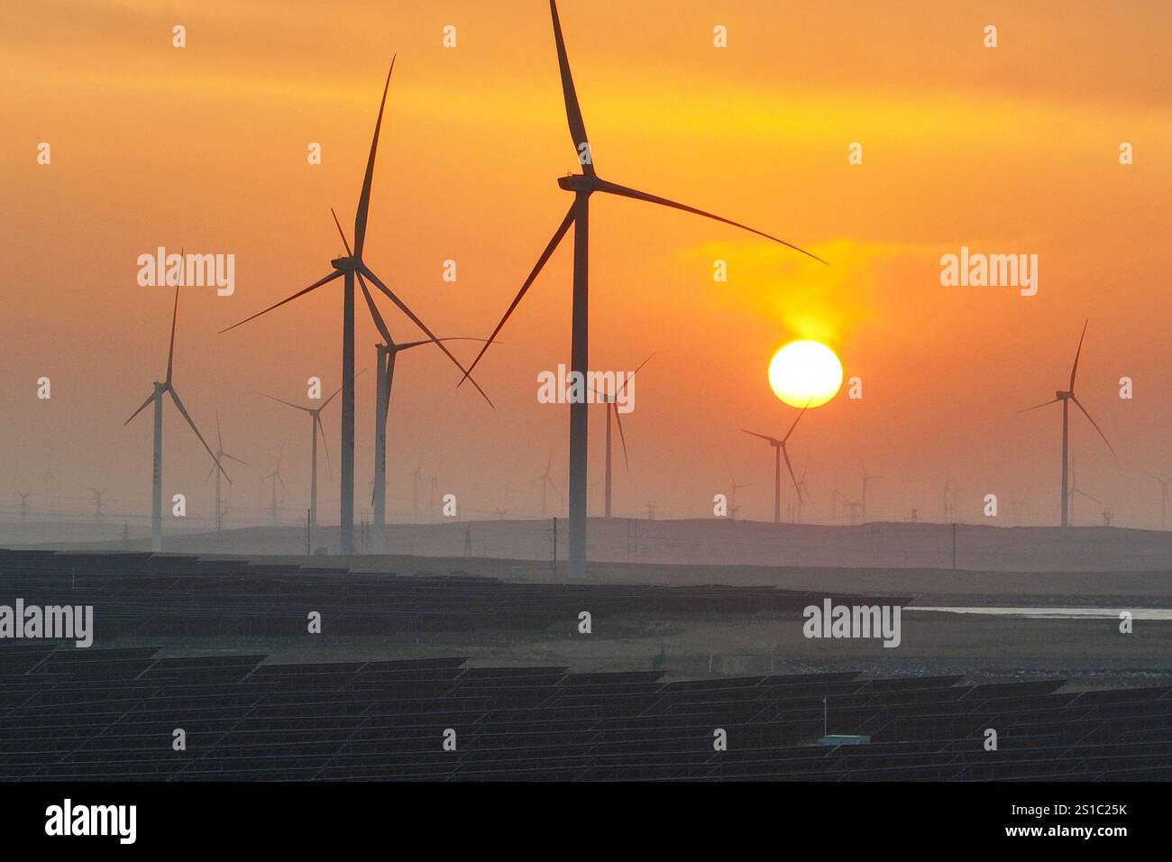 Yinchuan, China. 03rd Jan, 2025. Aerial photo of the 2 million kilowatt ...