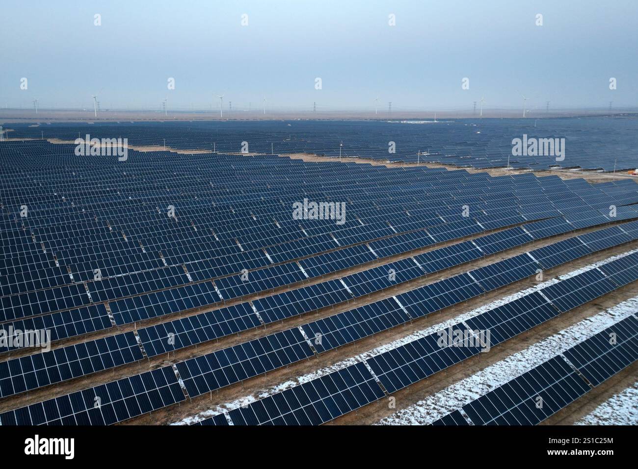 Yinchuan, China. 03rd Jan, 2025. Aerial photo of the 2 million kilowatt ...