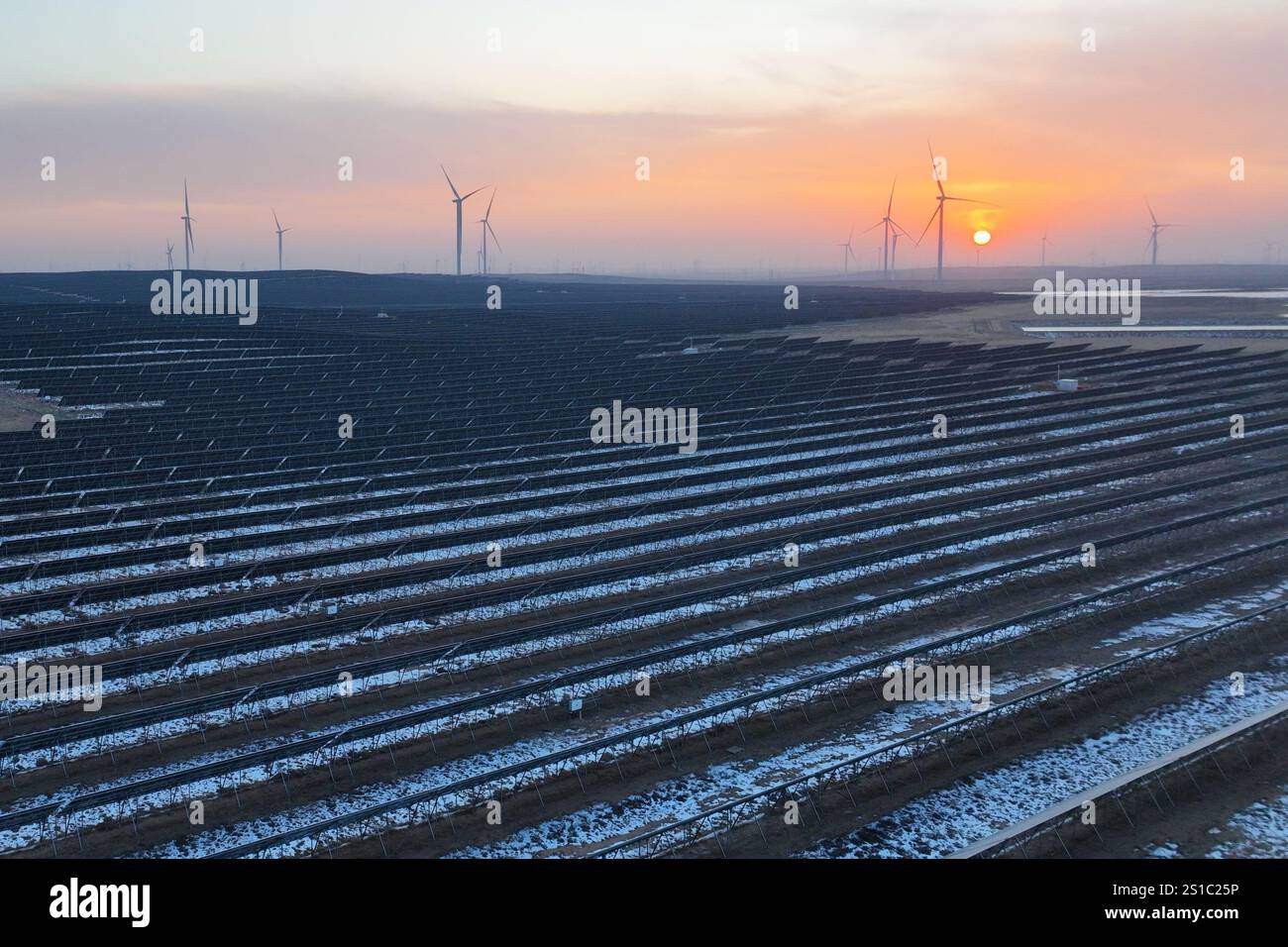 Yinchuan, China. 03rd Jan, 2025. Aerial photo of the 2 million kilowatt ...