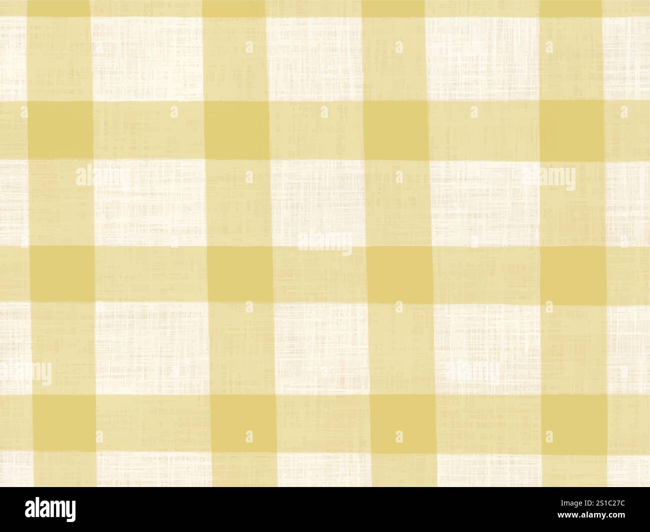 Tartan check pattern beige young grass color burlap, cotton fabric ...