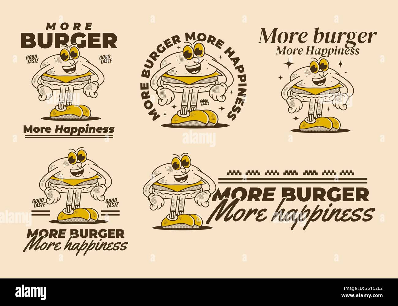 More burger more happiness. Standing burger character in happy face ...
