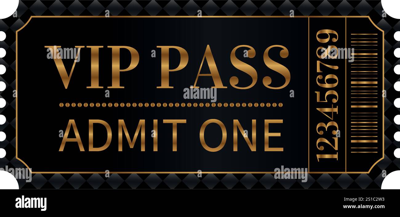 VIP pass admission golden ticket template Stock Vector Image & Art - Alamy