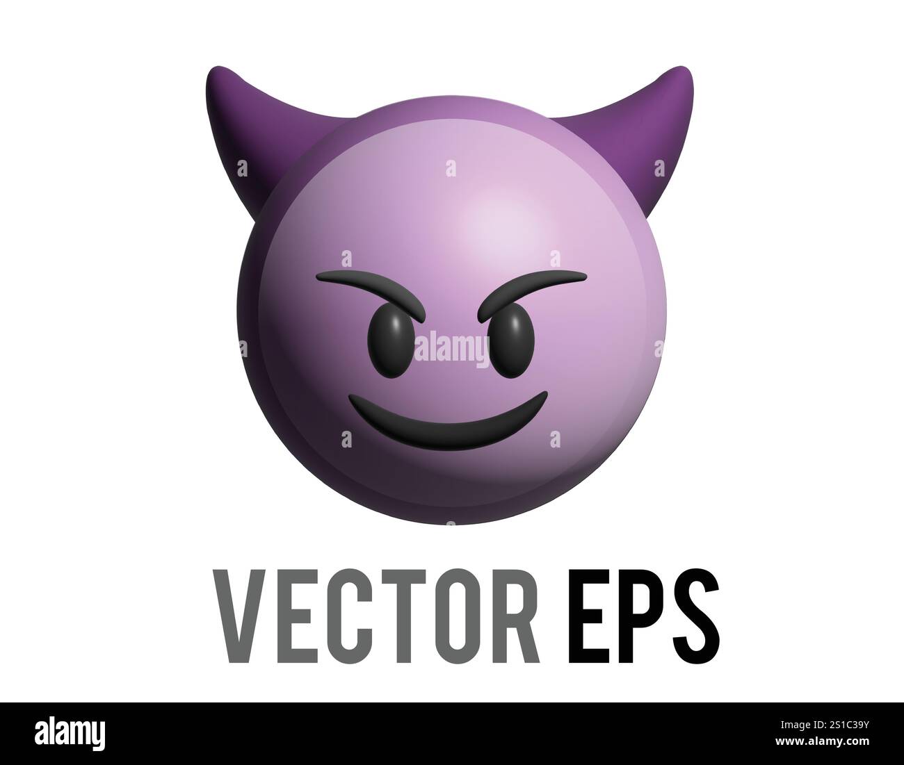The isolated 3D purple demon devil smiling face icon with Horns Stock ...