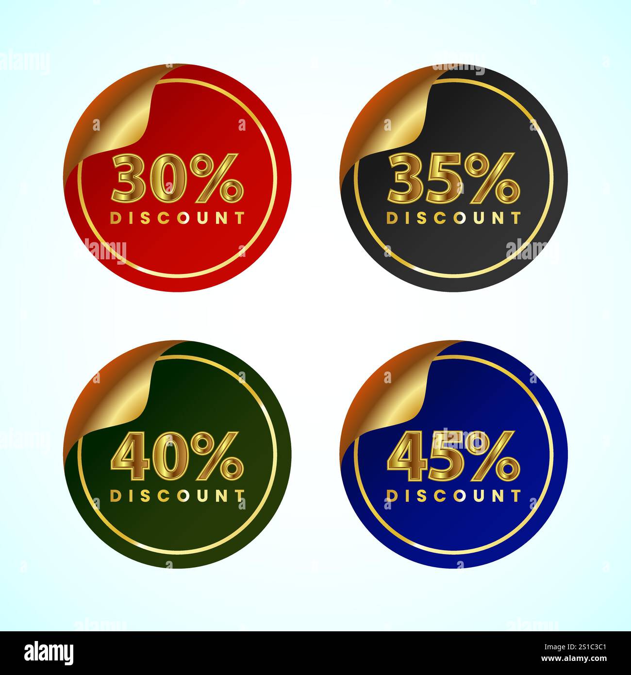 Sale discount icons. Special offer price signs. 30, 35, 40, and 45 ...