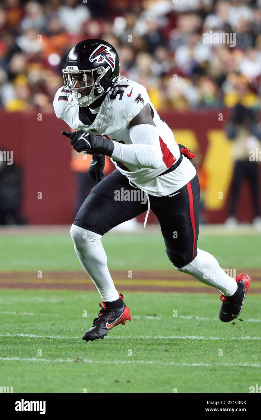 Atlanta Falcons linebacker DeAngelo Malone (51) rushes during an NFL ...
