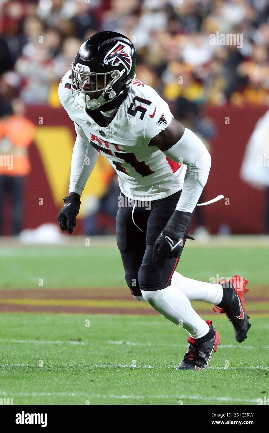 Atlanta Falcons linebacker DeAngelo Malone (51) rushes during an NFL ...