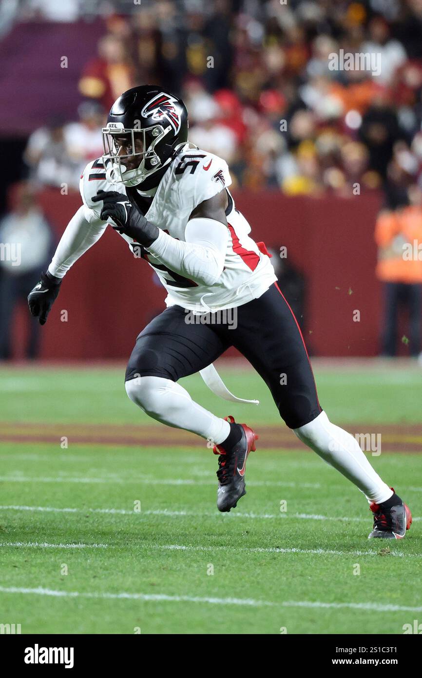 Atlanta Falcons linebacker DeAngelo Malone (51) rushes during an NFL ...