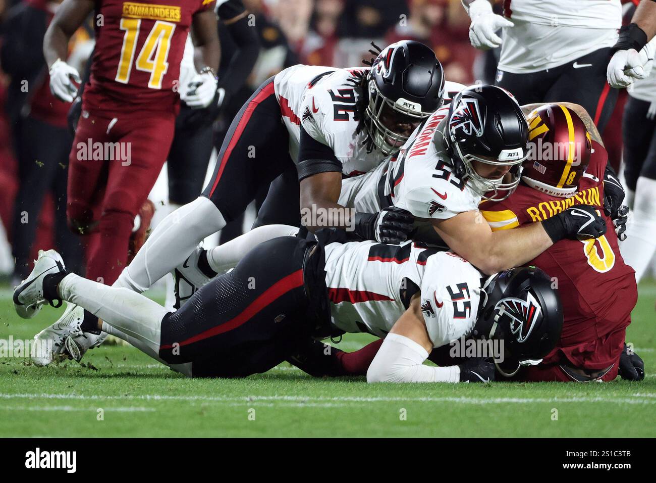 Atlanta Falcons linebacker Kaden Elliss (55) and Atlanta Falcons ...