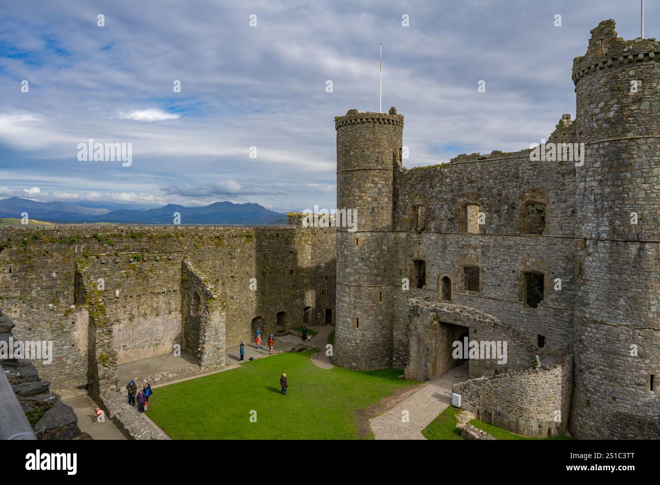 The inner courtyard of Harlech Castle Harlech Wales Stock Photo - Alamy