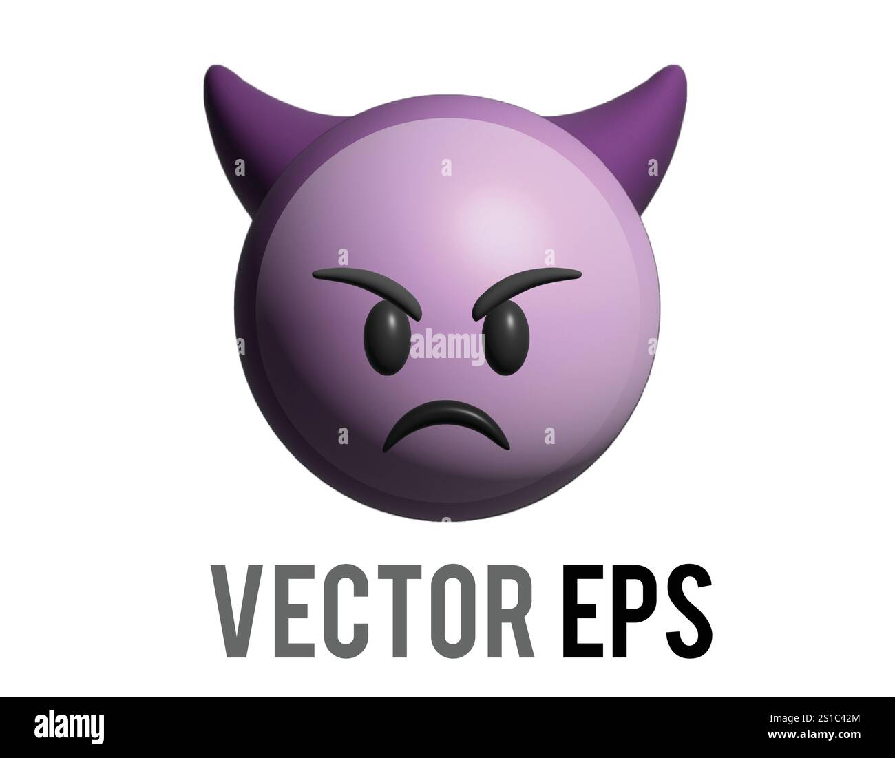 The isolated 3D purple demon devil upset face icon with Horns Stock ...