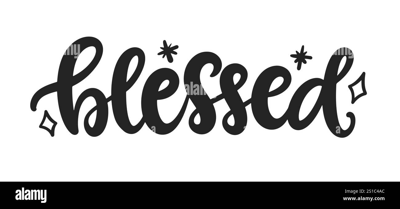 Blessed Christian word lettering cute calligraphy Stock Vector Image ...