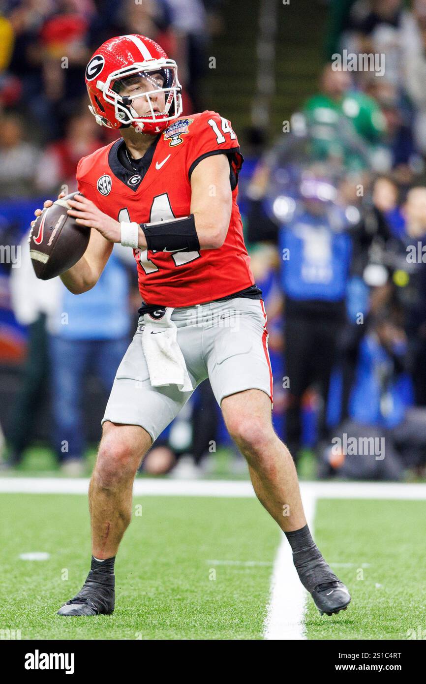 New Orleans, Louisiana, USA. 02nd Jan, 2025. Georgia quarterback Gunner ...
