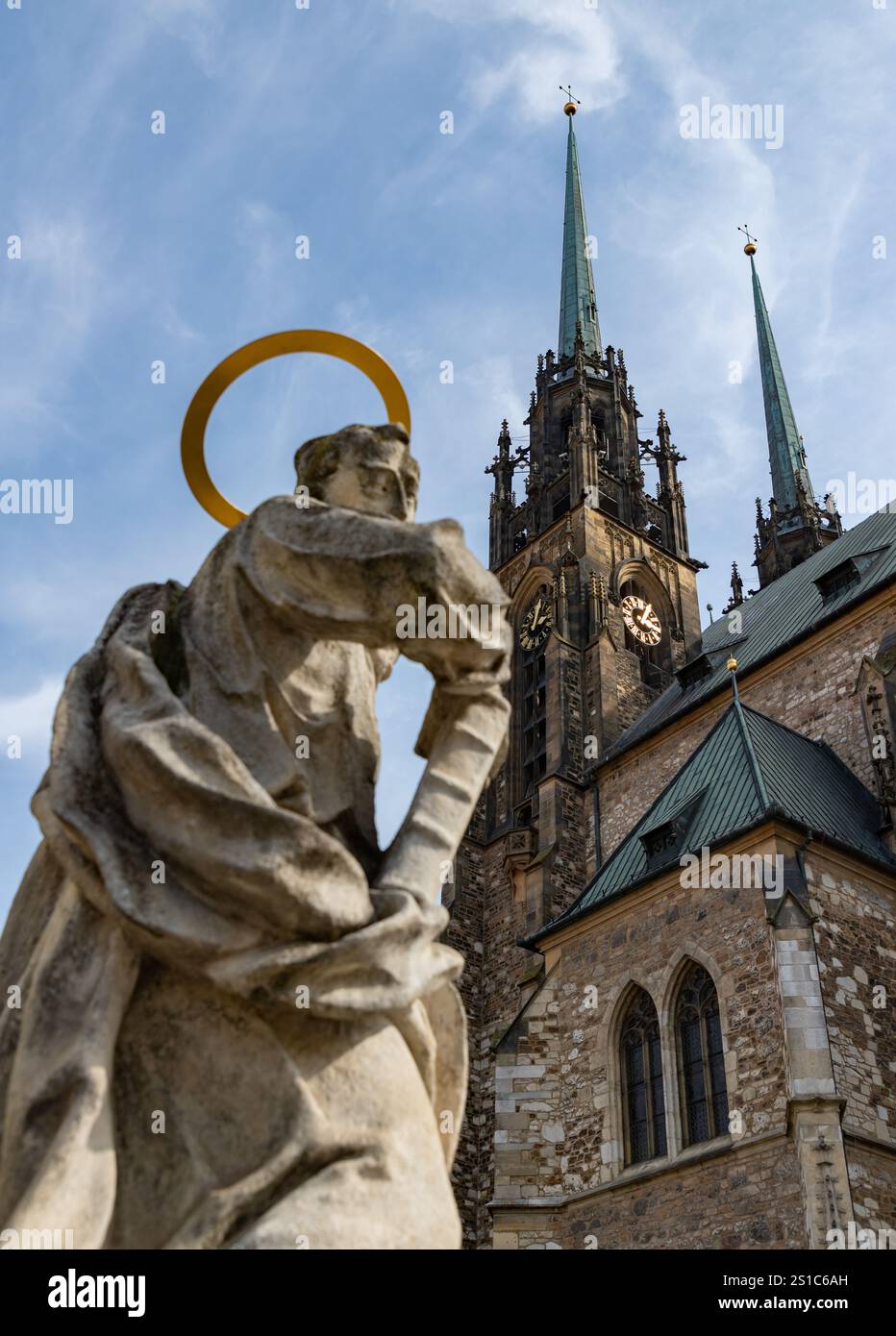 A picture of the Statue of Saint Paul looking at the Cathedral of Saint ...
