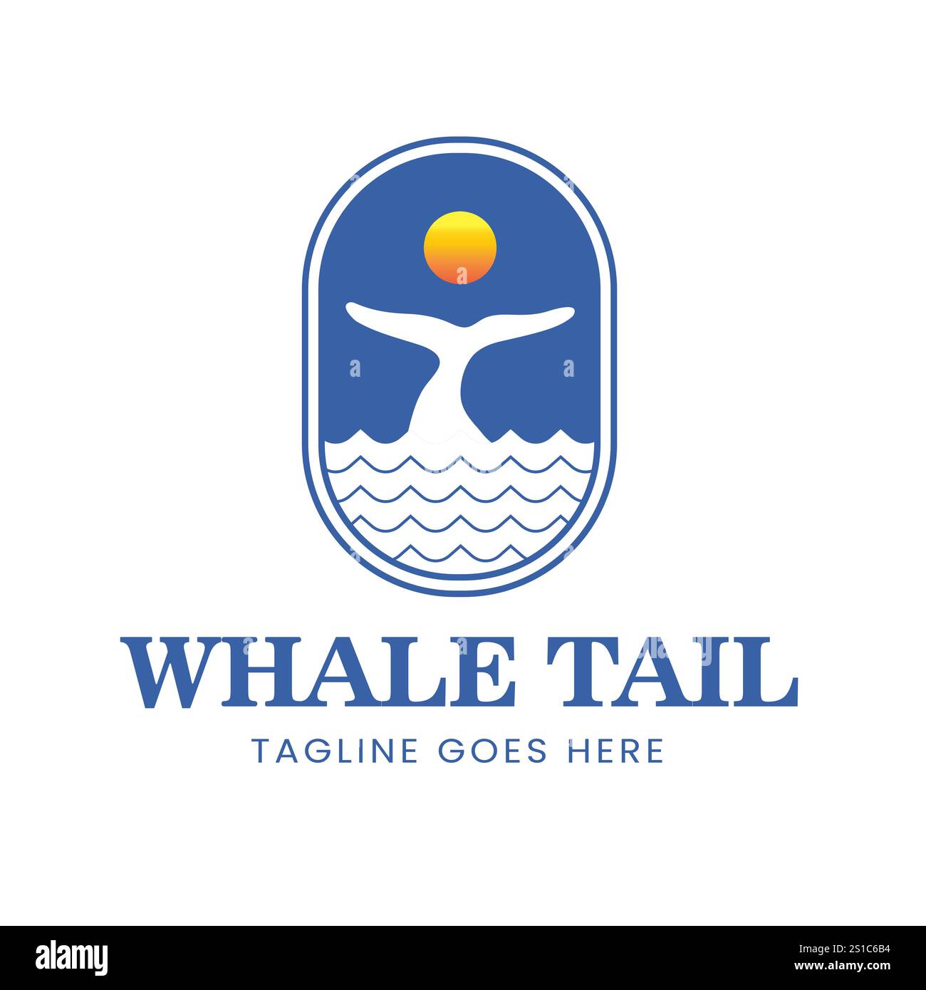 Whale Tail Logo Vector Illustration Simple Vintage Design Whale Tail Icon Badge with Waves Stock ...
