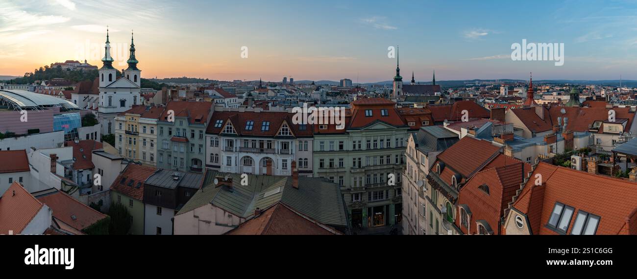 A panorama picture of the Brno Old Town, with the Spilberk Castle and ...