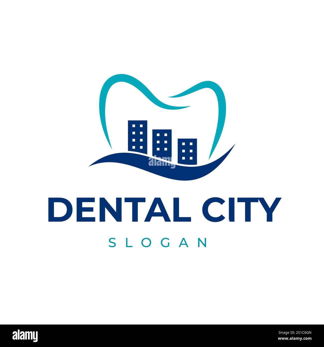 Dental City Logo with Simple Tooth Design and City Building Silhouette ...