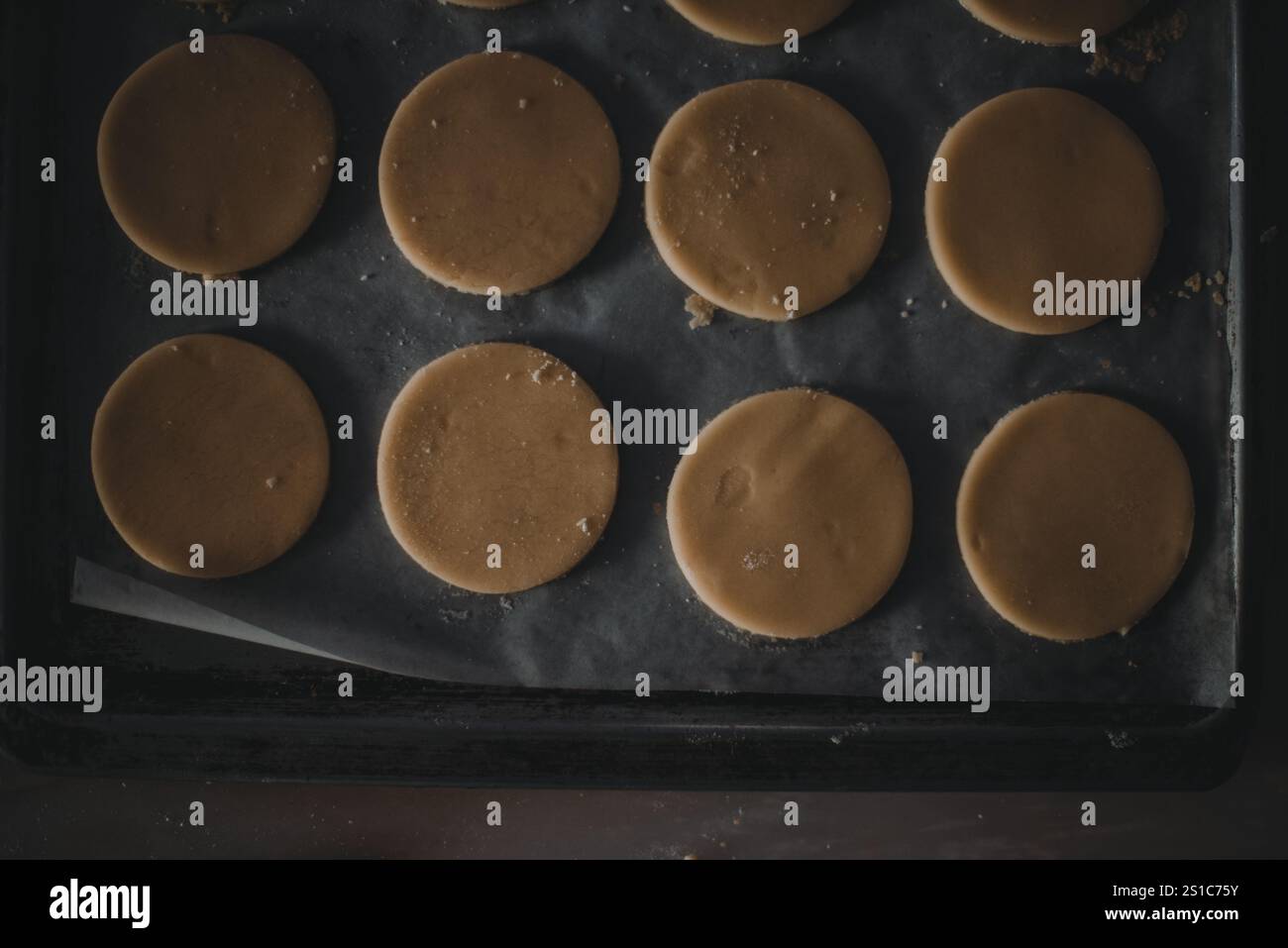 peruvian alfajores (cookies) being prepared to go to the oven, kitchen ...
