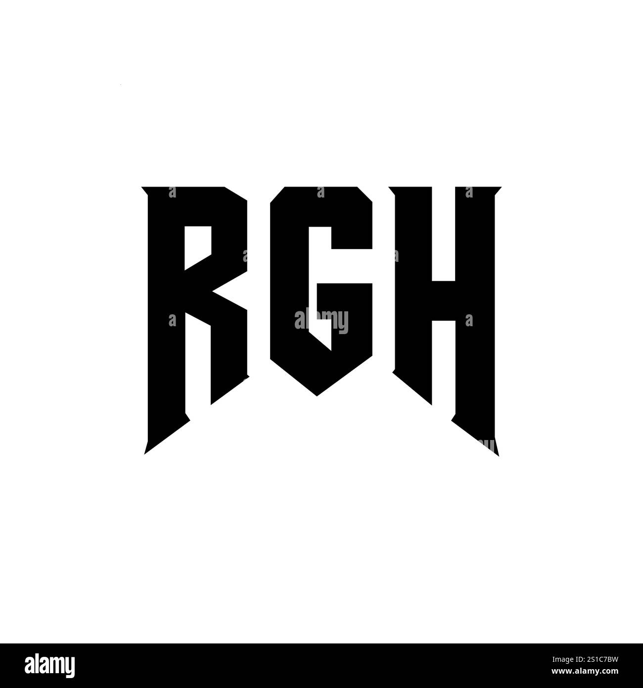 RGH letter logo design for technology company. RGH logo design black and white color combination ...