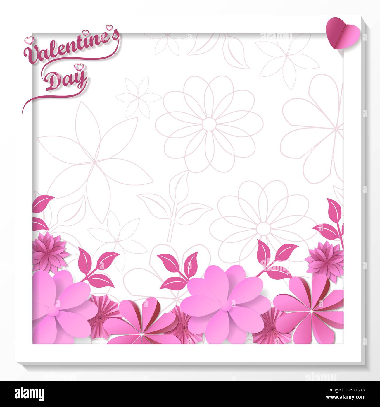 Valentine's Day. Square template design with pink abstract paper ...
