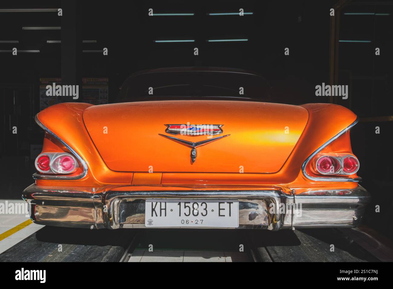 Balikpapan, Indonesia - December 18th, 2024. A close-up rear view of ...